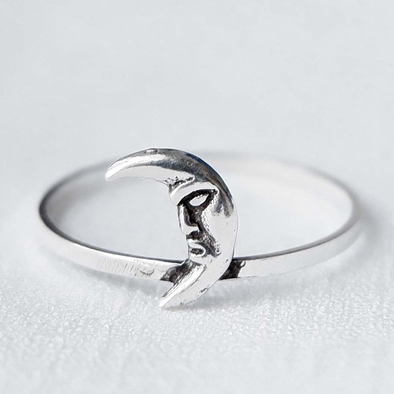 Silver Moon Ring - Etsy