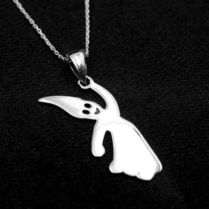 925 Sterling Silver Ghost Pendant Necklace Spooky Ghost Charm Necklace ...