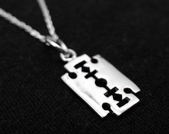 Silver Razor Blade Necklace - Etsy