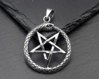 Satanic Inverted Pentagram Star Necklace, 925 Silver Upside Down ...