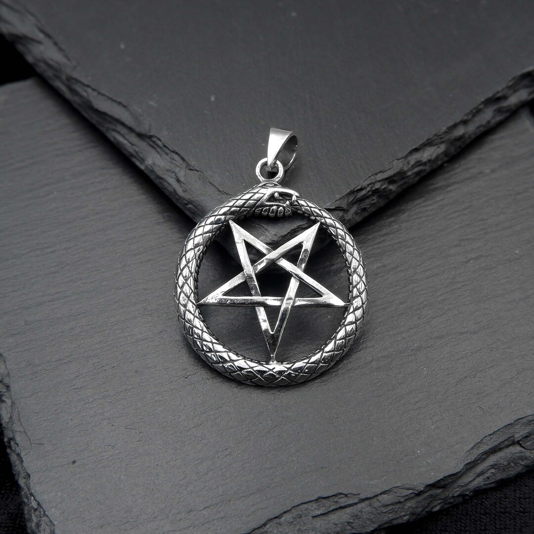 Satanic Inverted Pentagram Star Necklace, 925 Silver Upside Down ...