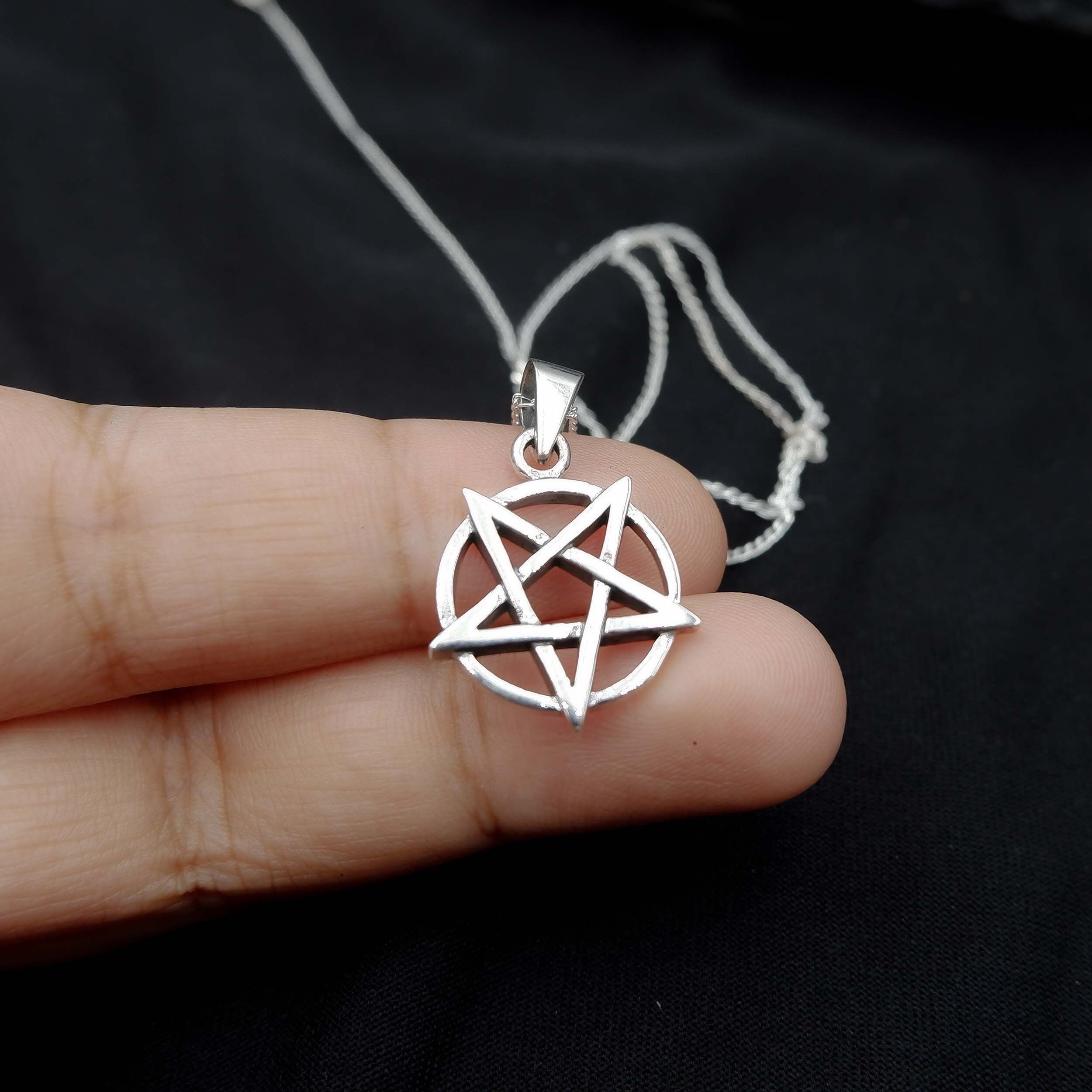 Satanic Inverted Pentagram Star Necklace 925 Silver Inverted - Etsy
