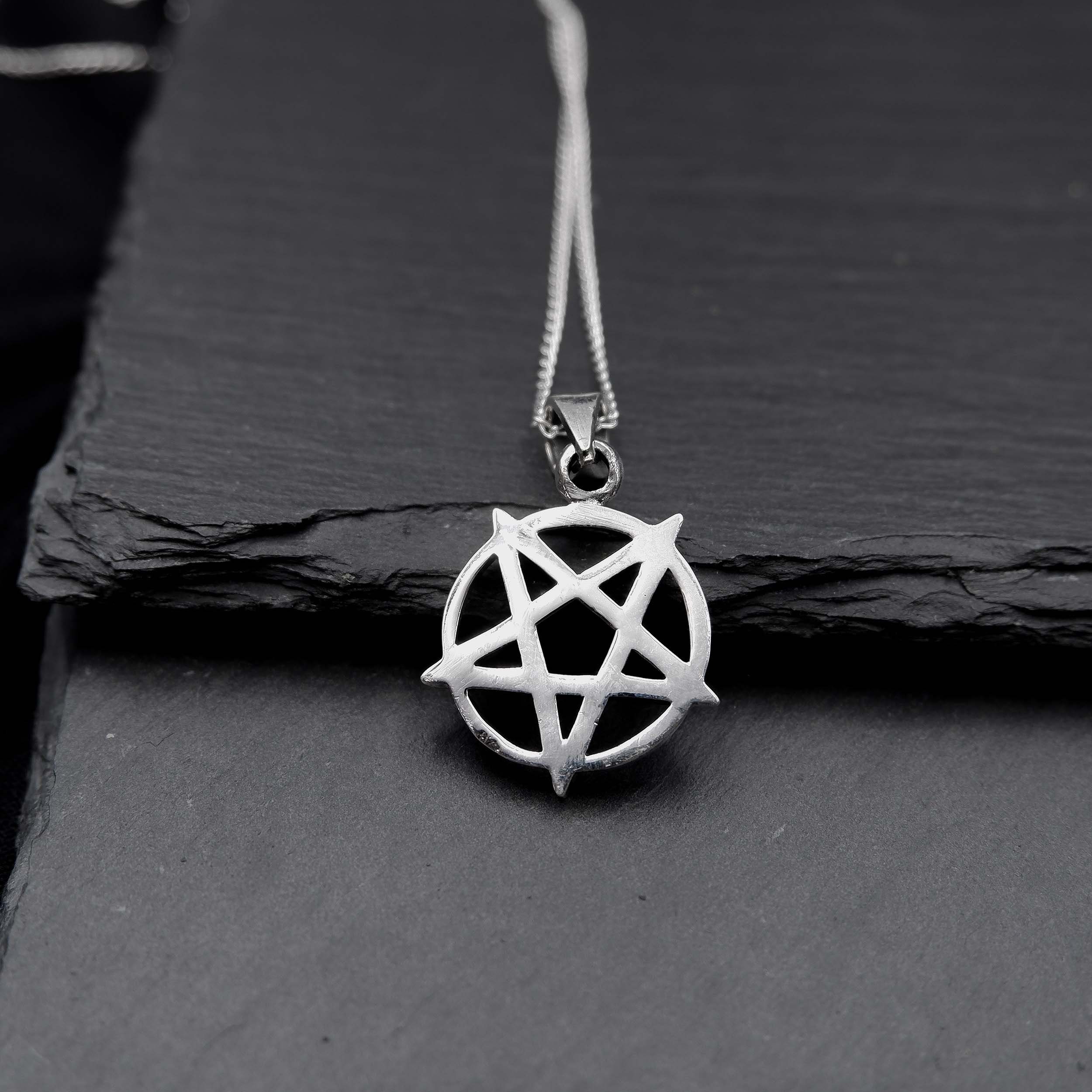 Satanic Inverted Pentagram Star Necklace 925 Silver Inverted - Etsy