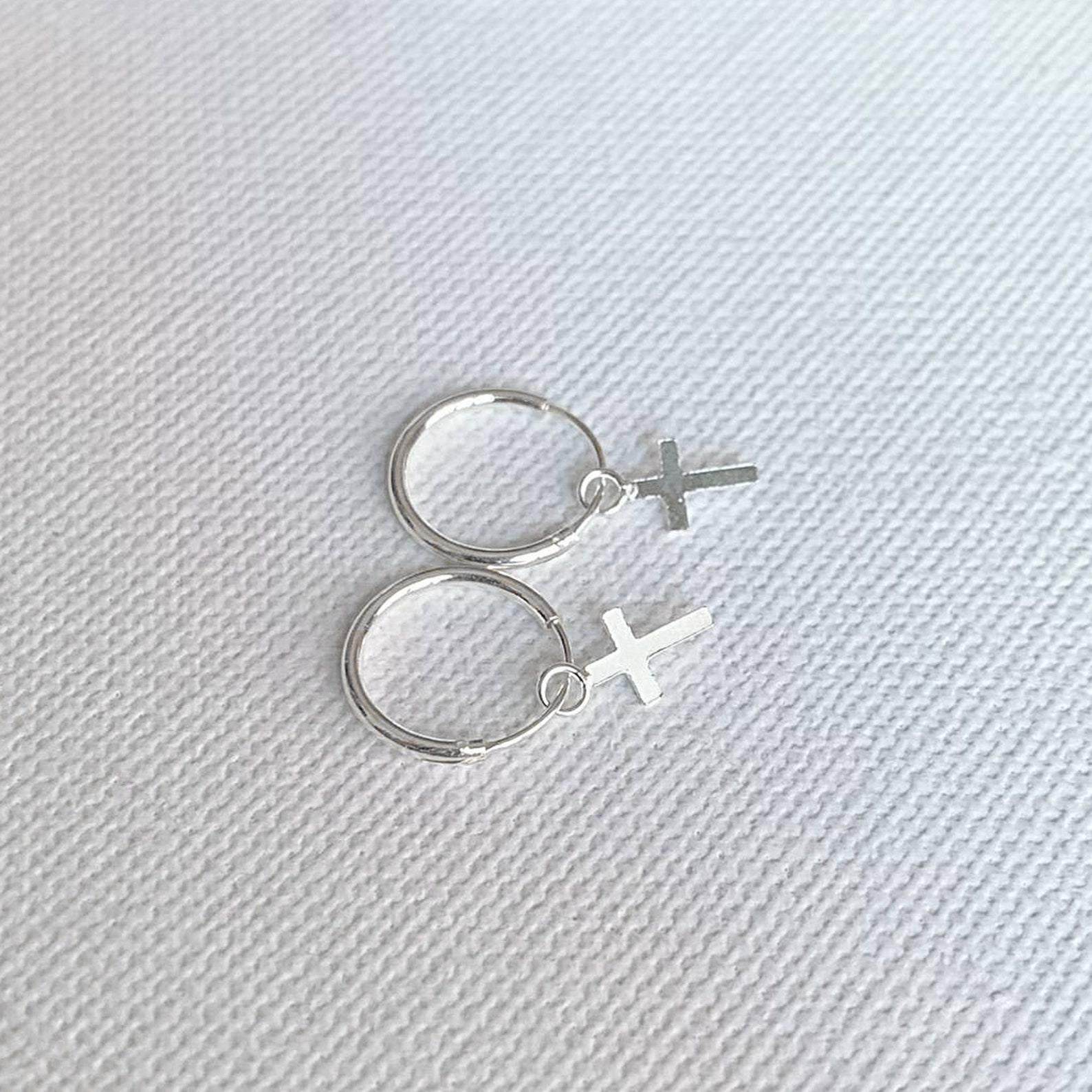 Cross Dangle Hoops 925 Sterling Silver Cross Earrings Cross - Etsy