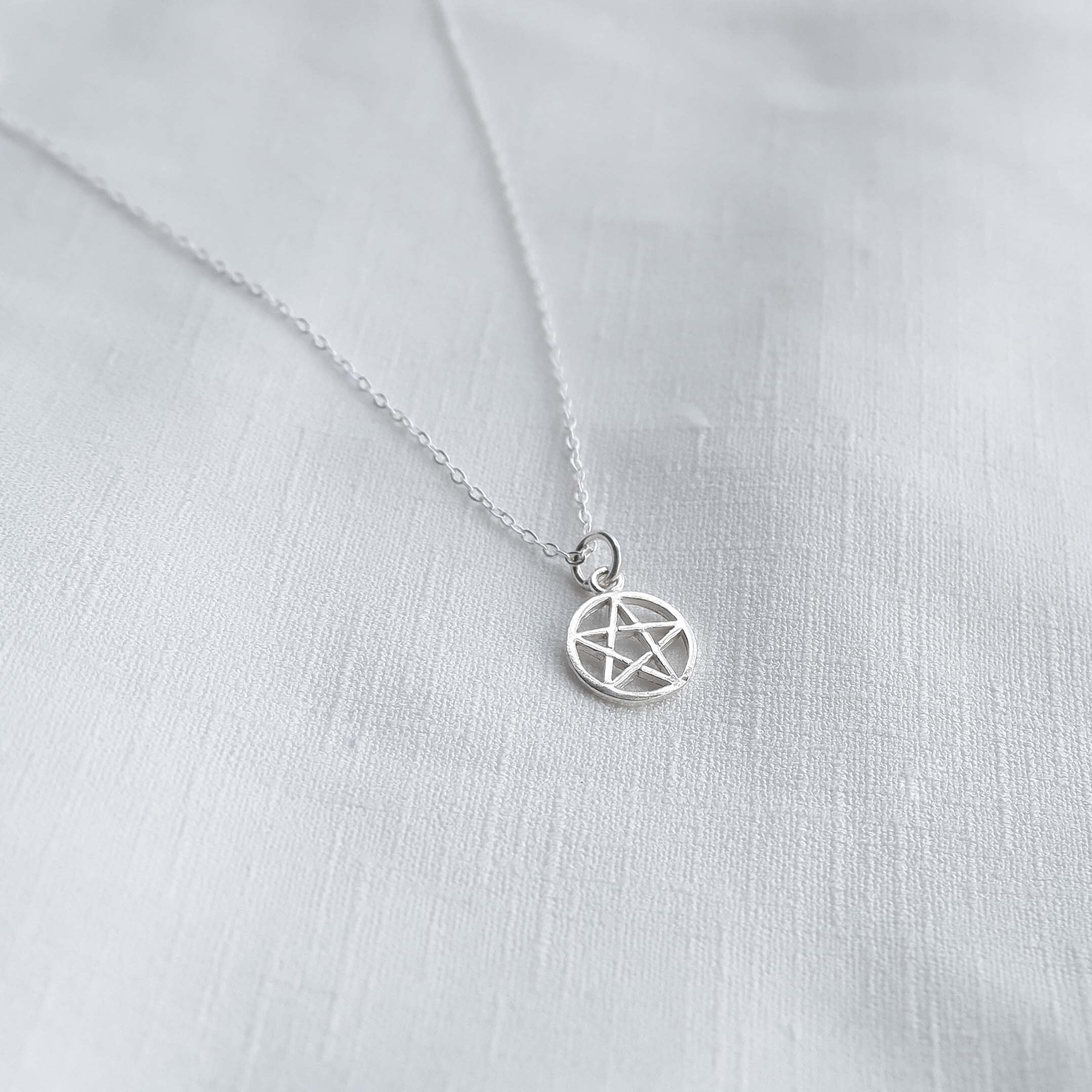 925 Sterling Silver Tiny Pentagram necklace Pentacle | Etsy