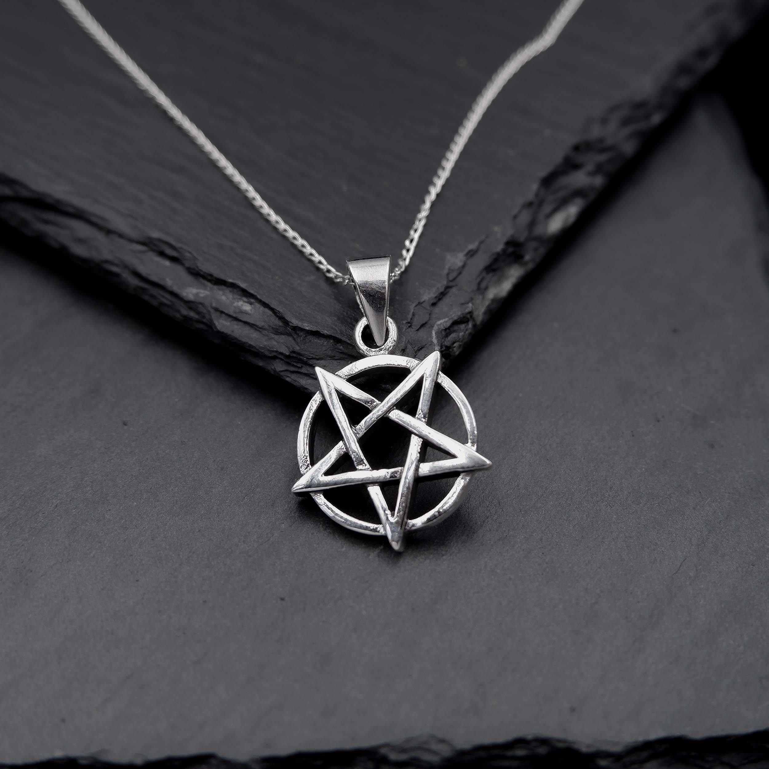 Satanic Inverted Pentagram Star Necklace 925 Silver Inverted - Etsy