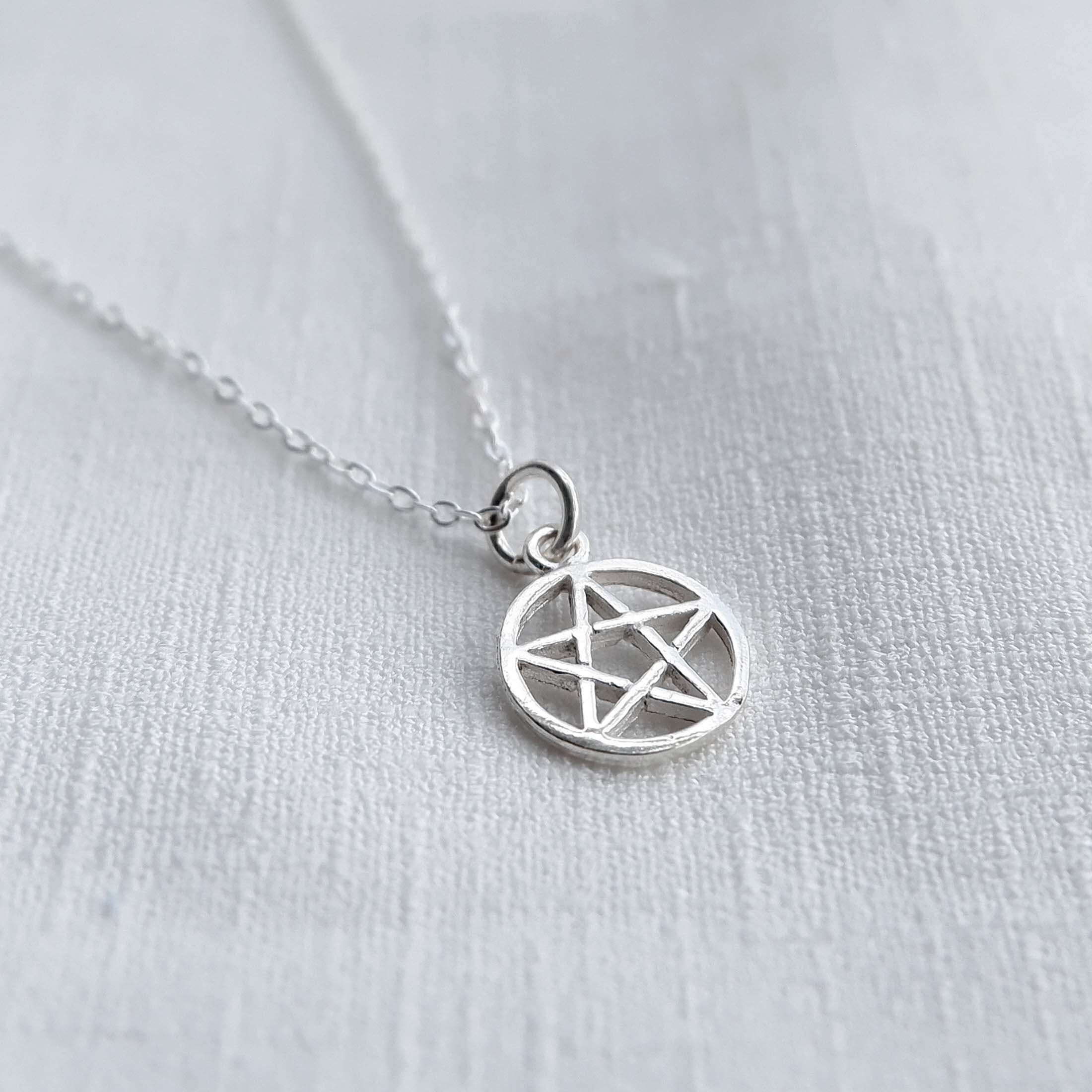 925 Sterling Silver Tiny Pentagram necklace Pentacle | Etsy