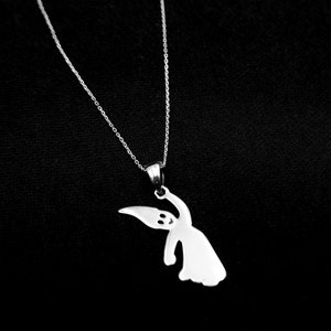 925 Sterling Silver Ghost Pendant Necklace Spooky Ghost Charm Necklace ...