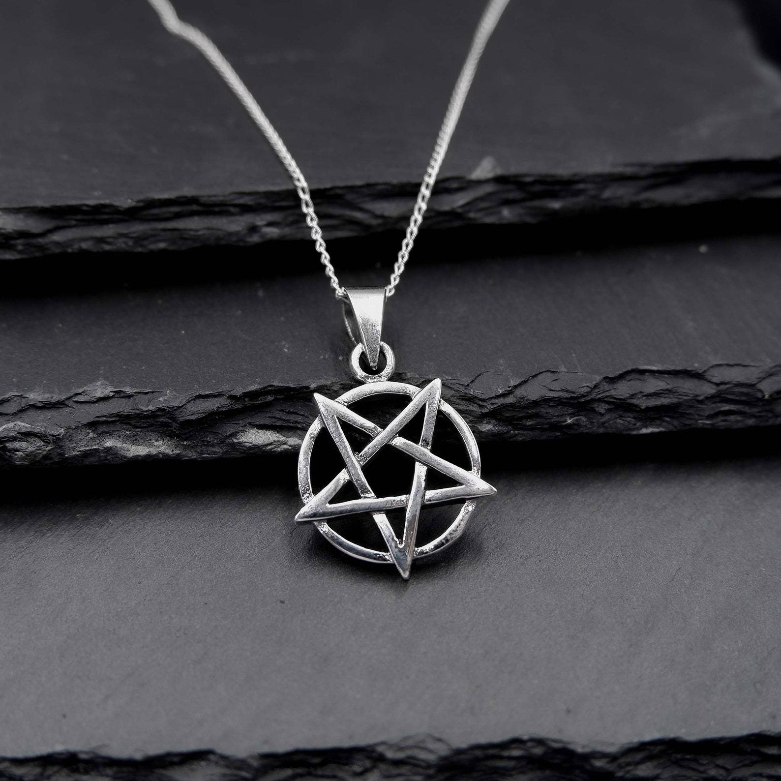 Satanic Inverted Pentagram Star Necklace 925 Silver Inverted - Etsy