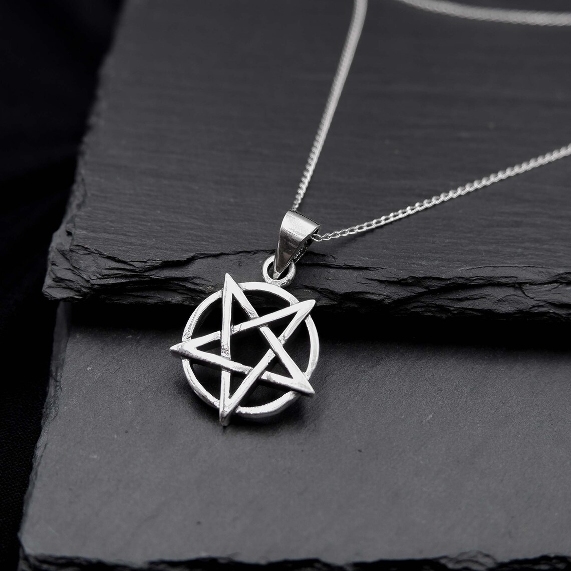 Satanic Inverted Pentagram Star Necklace 925 Silver Inverted - Etsy