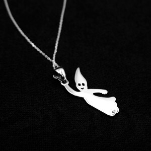 925 Sterling Silver Ghost Pendant Necklace Spooky Ghost Charm Necklace ...