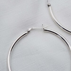Silver Round Large Hoop Creole Earrings, 925 Sterling Silver Hoop ...