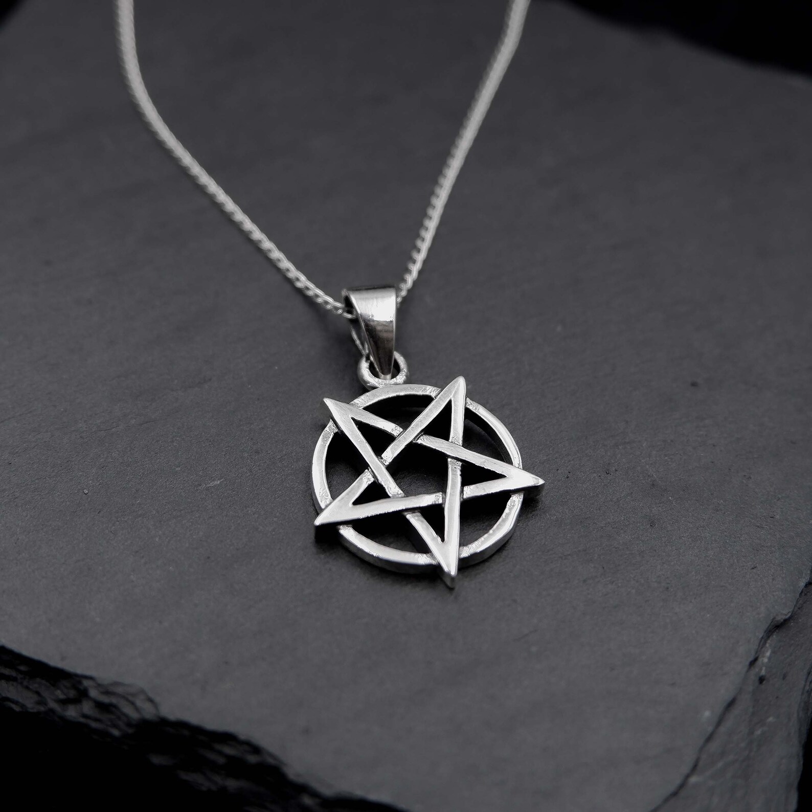 Satanic Inverted Pentagram Star Necklace 925 Silver Inverted - Etsy