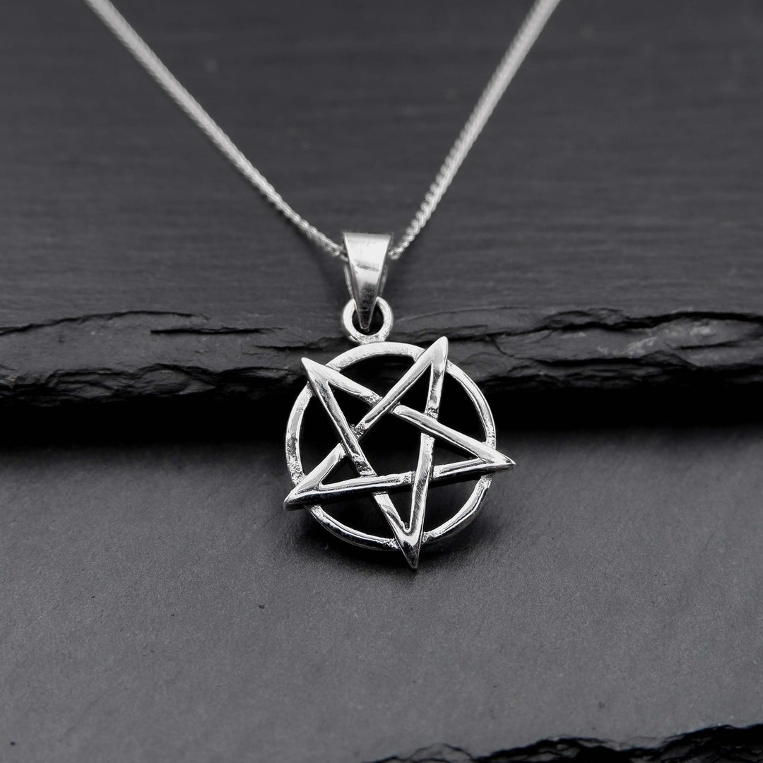 Satanic Inverted Pentagram Star Necklace, 925 Silver Upside Down ...