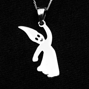 925 Sterling Silver Ghost Pendant Necklace Spooky Ghost Charm Necklace ...