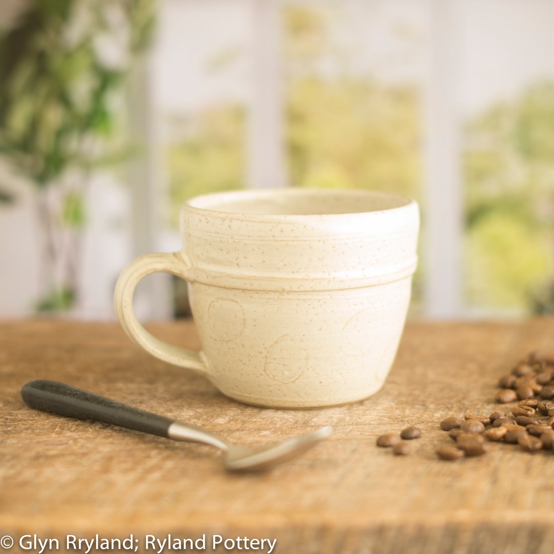 Handmade Pottery Half Pint Mugs, Rustic Pottery Mug With a Tactile off ...