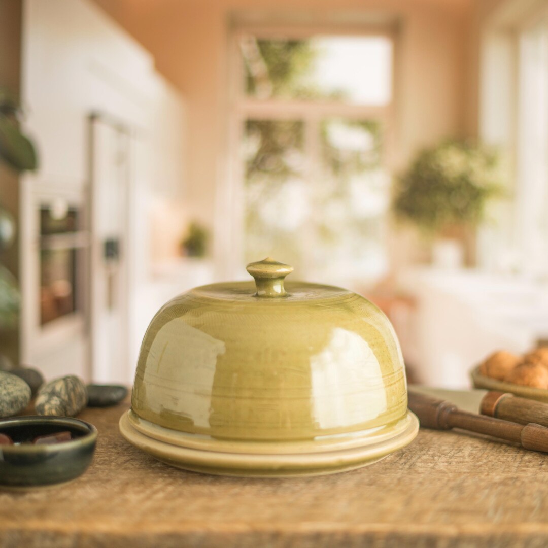 Handmade Stoneware Butter Dish: Unique Green Speckled Glaze - Etsy