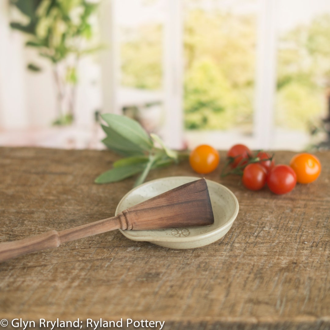 Spoon Rest Handmade Pottery With Flower Decoration - Etsy