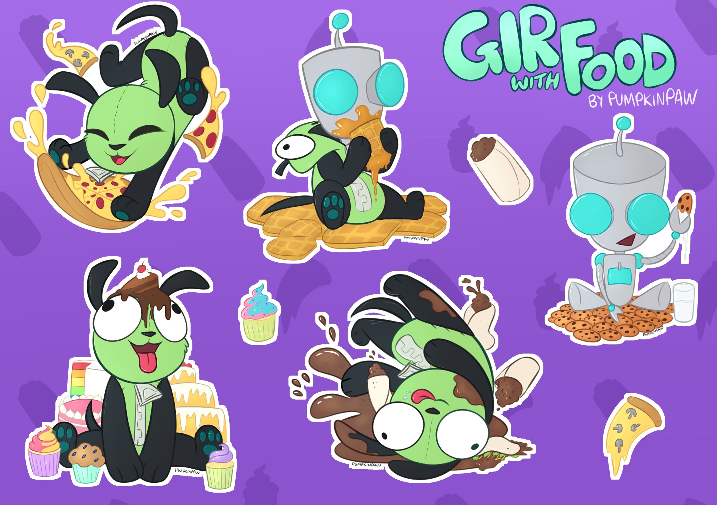 GIR With Food A5 Vinyl Sticker Sheet - Etsy