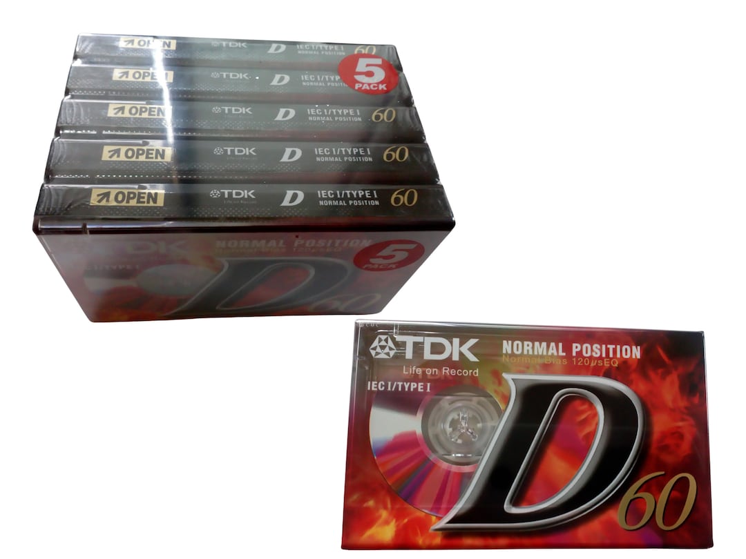 Bandle of 5 Blank TDK D-60 EB Cassette Tapes Sealed in Original Package ...