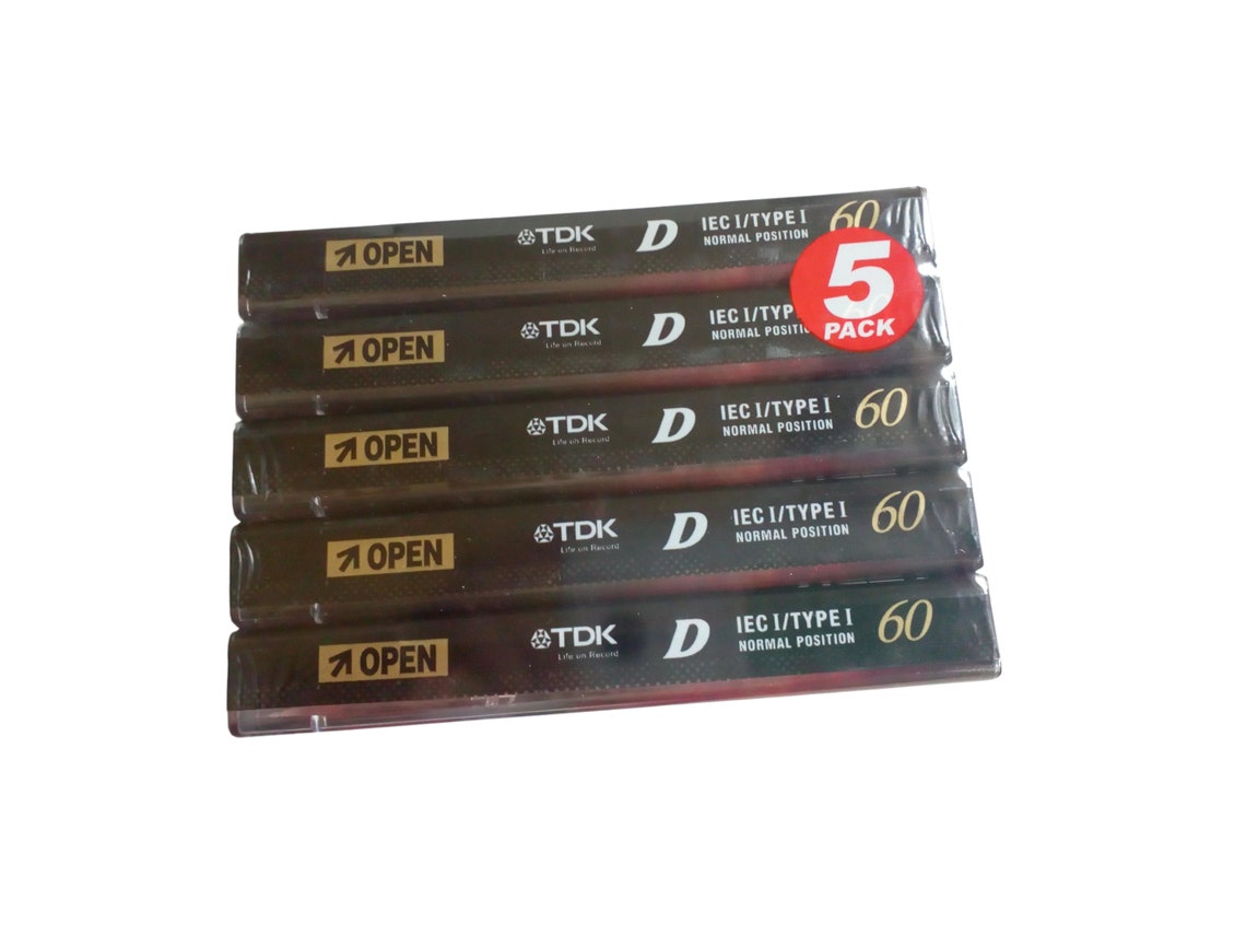 Bandle of 5 Blank TDK D-60 EB Cassette Tapes Sealed in Original Package ...