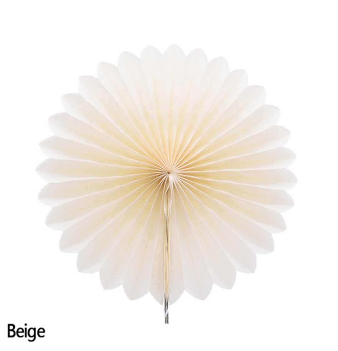 Beige/ Pastel Yellow Paper Fans | 30cm Paper Pinwheels | Sustainable ...