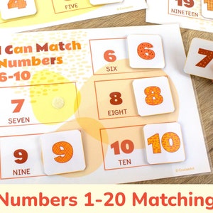 Numbers 1-20 Matching Printable Activity. Number Match Toddler - Etsy
