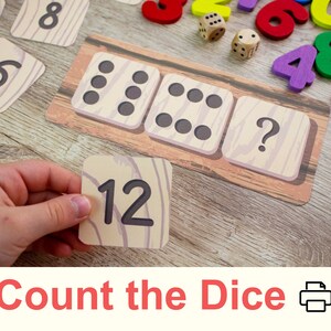 Count the Dice Number Activity. Preschool Pre-k Kindergarten - Etsy