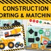 Construction Vehicles Sorting & Matching Printable Busy Book | Etsy