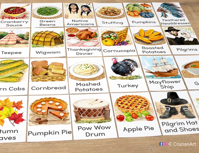 Thanksgiving Day Bingo Game: Printable Preschool, Kindergarten, Toddler ...