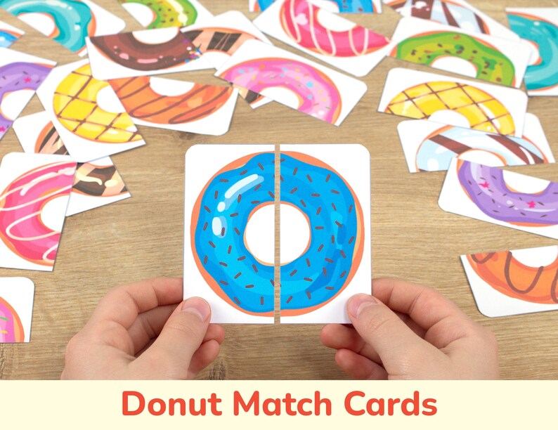 Donut Matching Cards. Printable Match Halves Activity. - Etsy