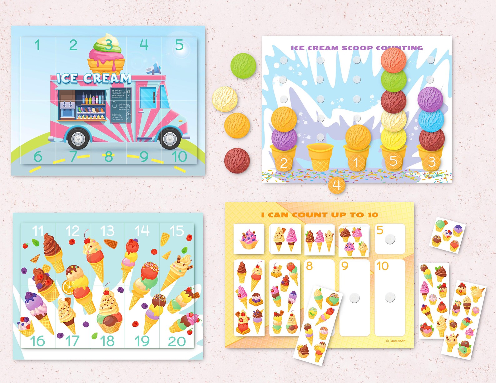 ICE CREAM Printable Busy Book. Preschool & Toddler Learning Activities ...