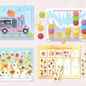ICE CREAM Printable Busy Book. Preschool & Toddler Learning Activities ...