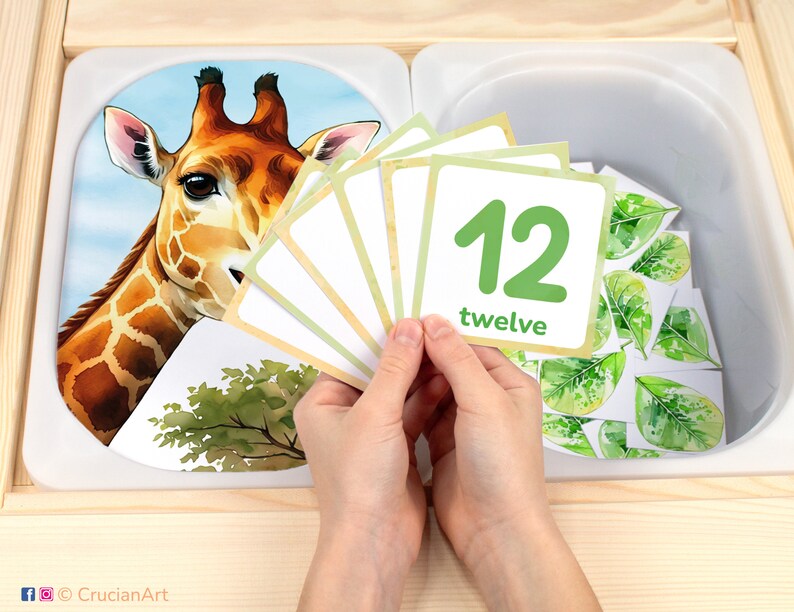 Feed the Giraffe Flisat Insert: African Savannah Theme Counting ...