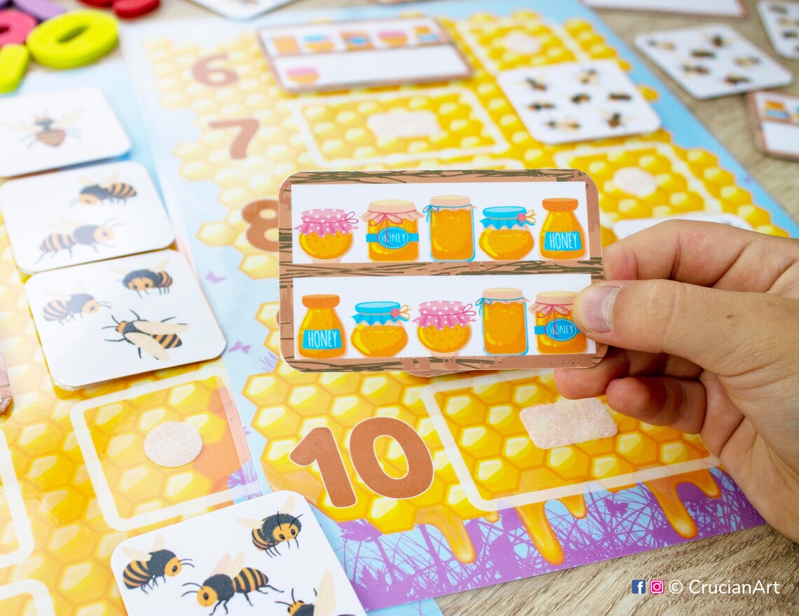 Honeybee Number 1-10 Match Printable Worksheet. Honey Bee - Etsy