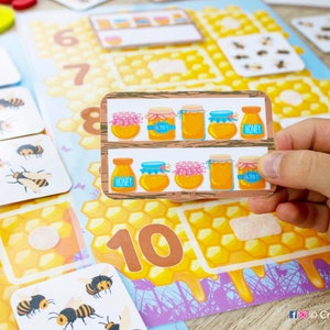 Honeybee Number 1-10 Match Printable Worksheet. Honey Bee Toddler and ...