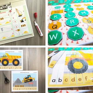 Construction Trucks Alphabet Busy Book. Printable Vehicles Abcs ...