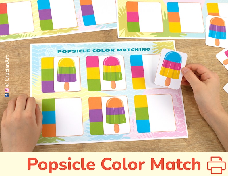 ICE CREAM Color Matching Printable Activity. Popsicle Colors Learning ...
