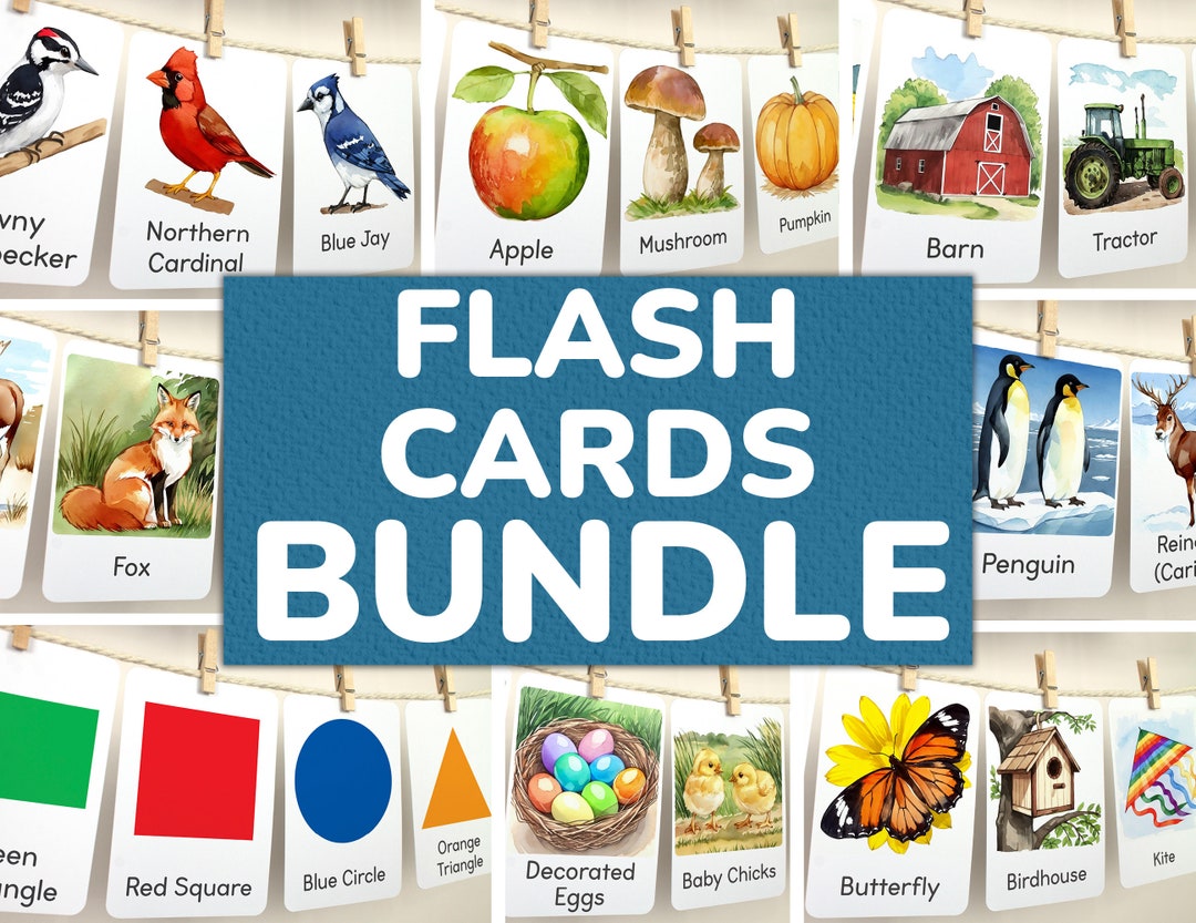 Flashcards Growing Bundle: Set of Printable Flash Cards for Toddler ...