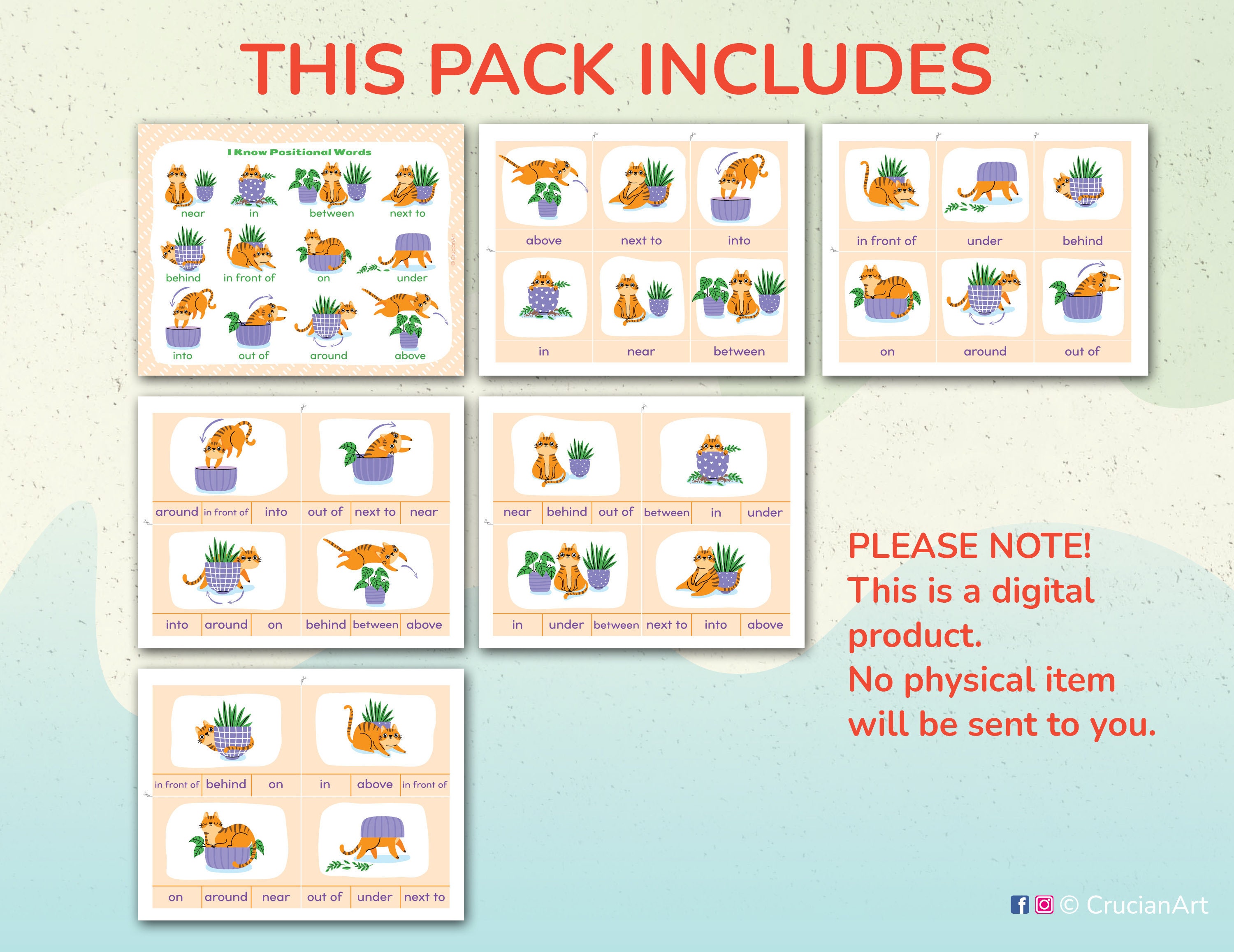 Positional Words Printable Cards. Prepositions Learning - Etsy