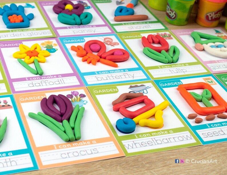 Garden Playdough Mats. Printable Play Dough Kid Activity. Toddler ...