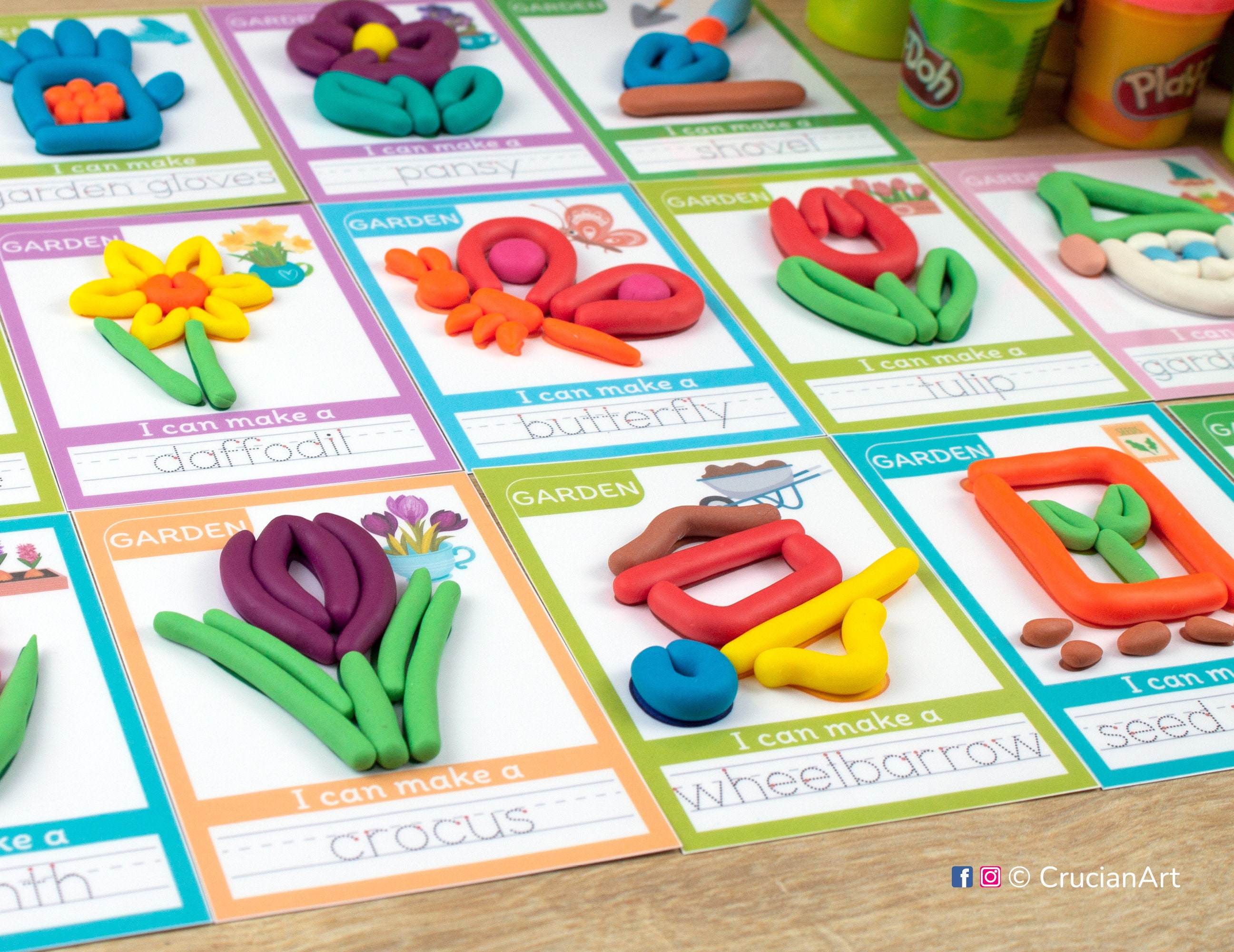 Garden Playdough Mats. Printable Play Dough Kid Activity. Toddler ...