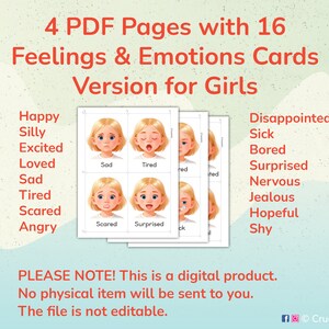 Emotion Flash Cards. Printable Girly Flashcards: Explore Feelings ...