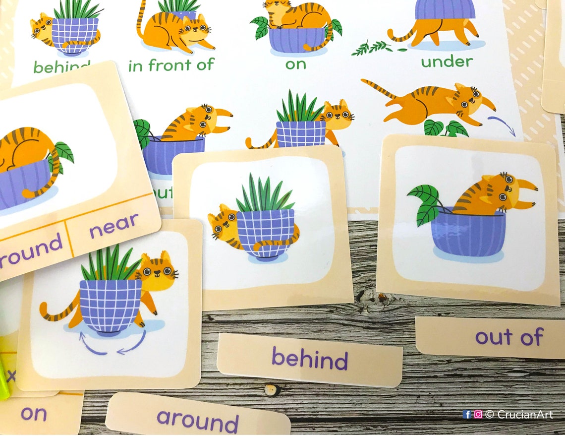 Positional Words Printable Cards. Prepositions Learning - Etsy