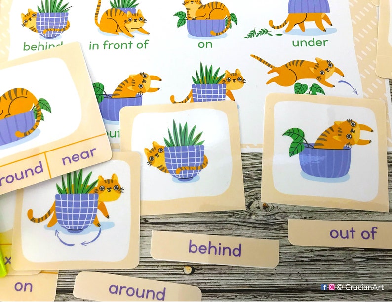 Positional Words Printable Cards. Prepositions Learning - Etsy