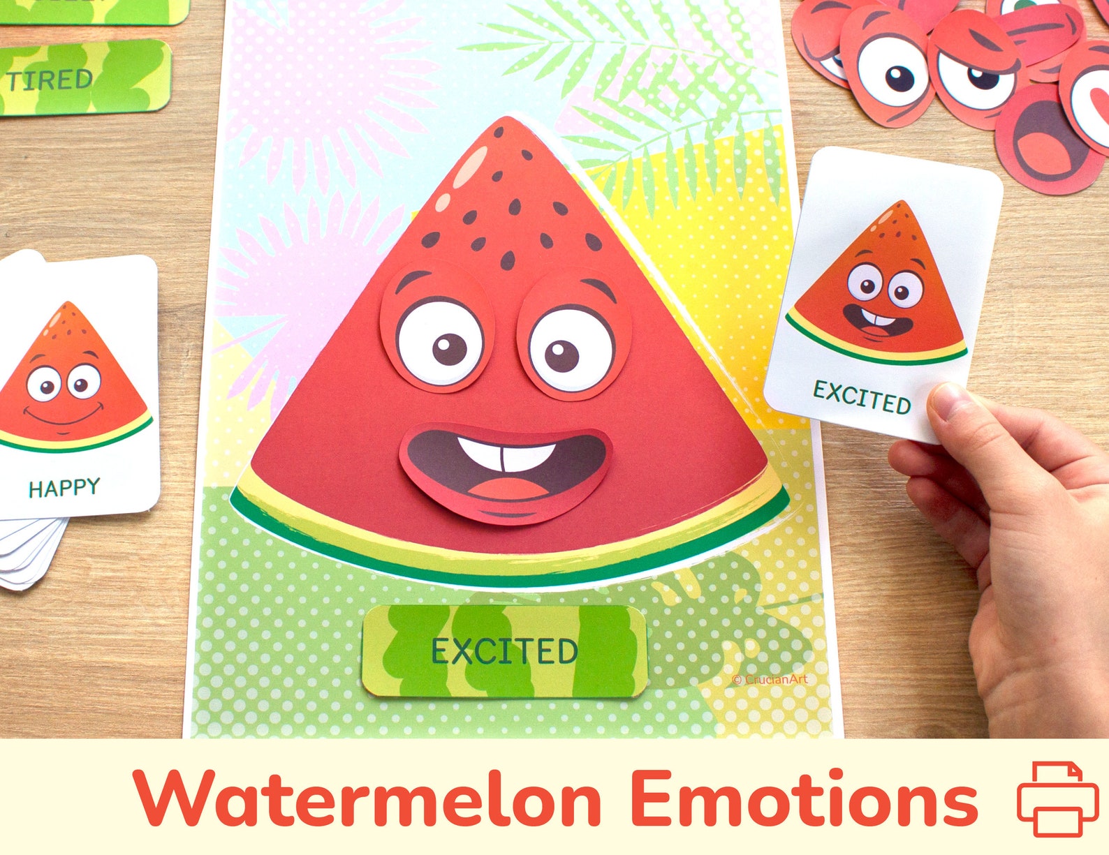 Watermelon Themed Emotions and Feelings Activity: Printable Learning ...
