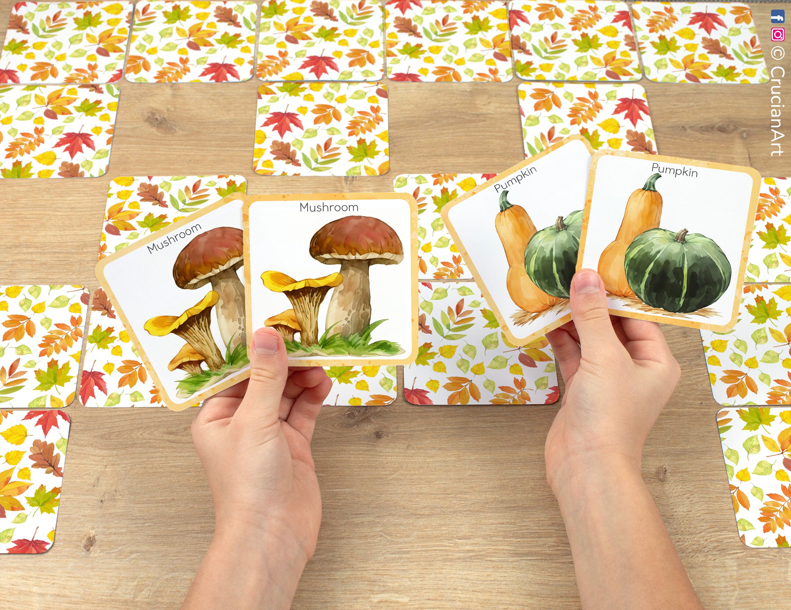 Fall Theme Memory Game: Printable Toddler Preschool Matching Activity ...