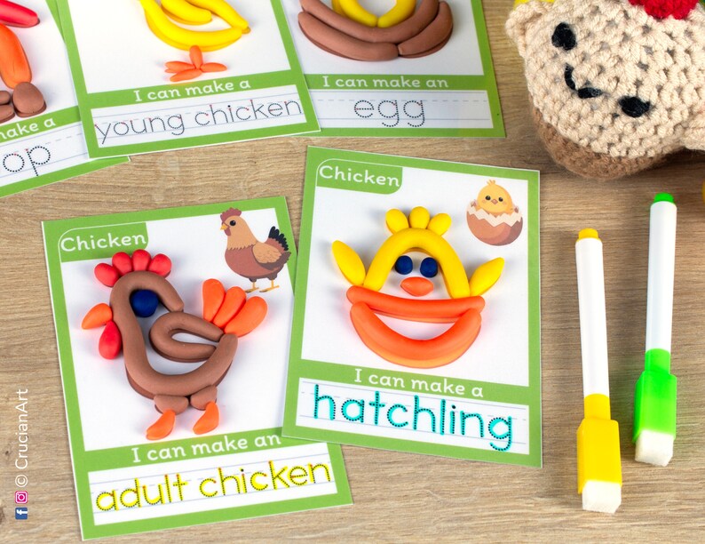 Life Cycle of a Chicken Playdough Mats: Printable Play Dough Activity ...