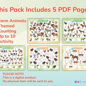 Farm Animals I Spy Counting Activity. Preschool Learning Worksheets ...