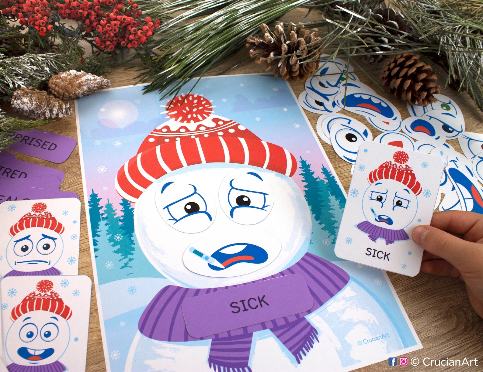 SNOWMAN Emotions and Feelings. Winter Printable Activity for - Etsy